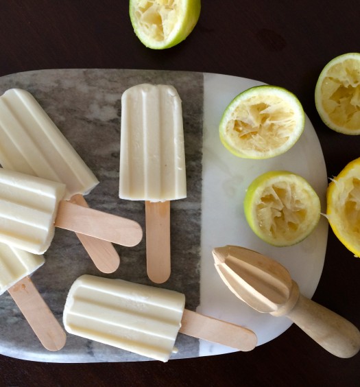 Strawberry and condensed milk ice pops